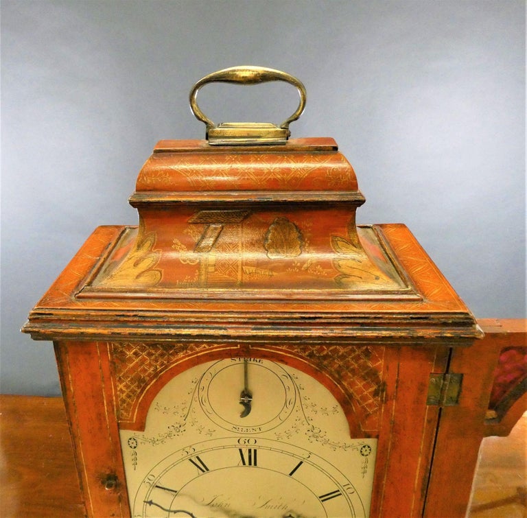George II Red Lacquer Bracket Clock, John Smith, London For Sale at 1stDibs