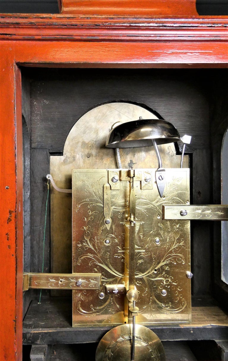 George II Red Lacquer Bracket Clock, John Smith, London For Sale at 1stDibs