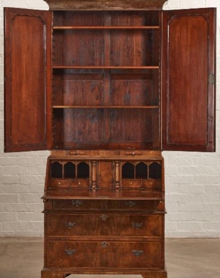 George II Style Burton-Ching Walnut Secretary Desk Bookcase Cabinet at ...