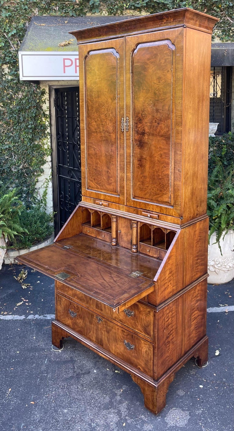 George II Style Burton-Ching Walnut Secretary Desk Bookcase Cabinet at ...