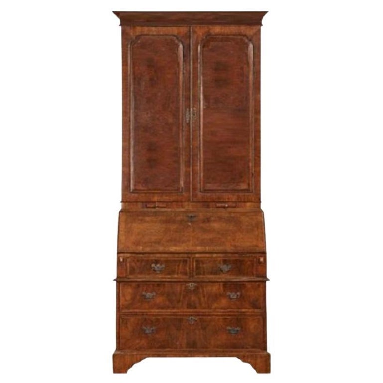 George II Style Burton-Ching Walnut Secretary Desk Bookcase Cabinet at ...