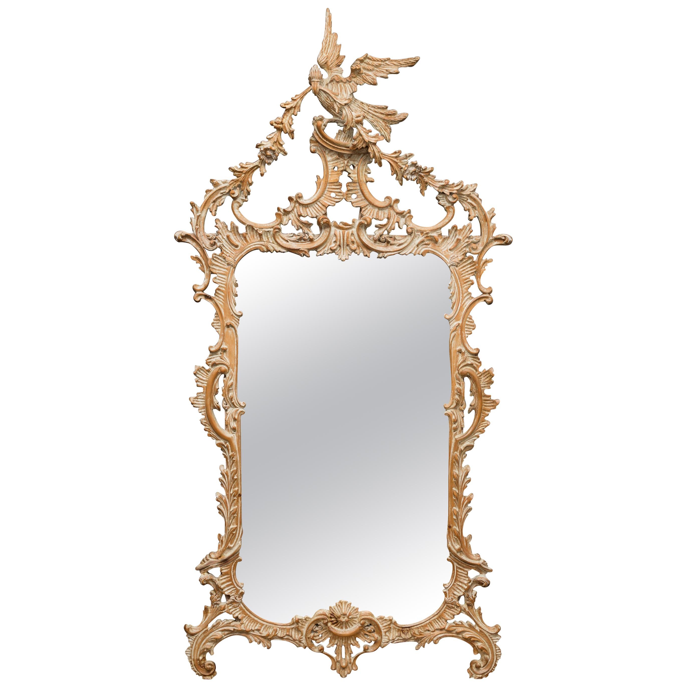 George II Rococo Mirror With Three Phoenix Birds For Sale at 1stDibs