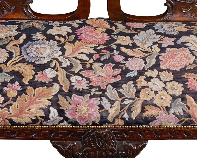 George II Style Mahogany Double Chair Settee For Sale at 1stDibs