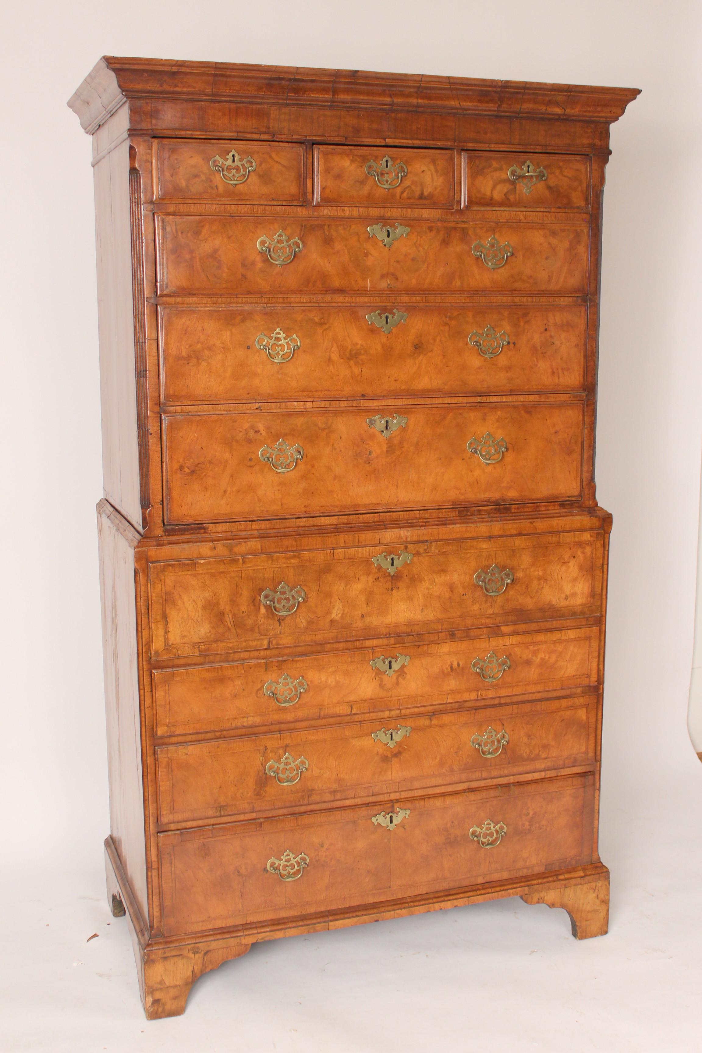 George II Walnut Chest on Chest For Sale at 1stDibs