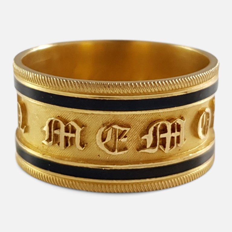 George III 22 Karat Gold and Enamel Memorial Mourning Band Ring, 1813 ...