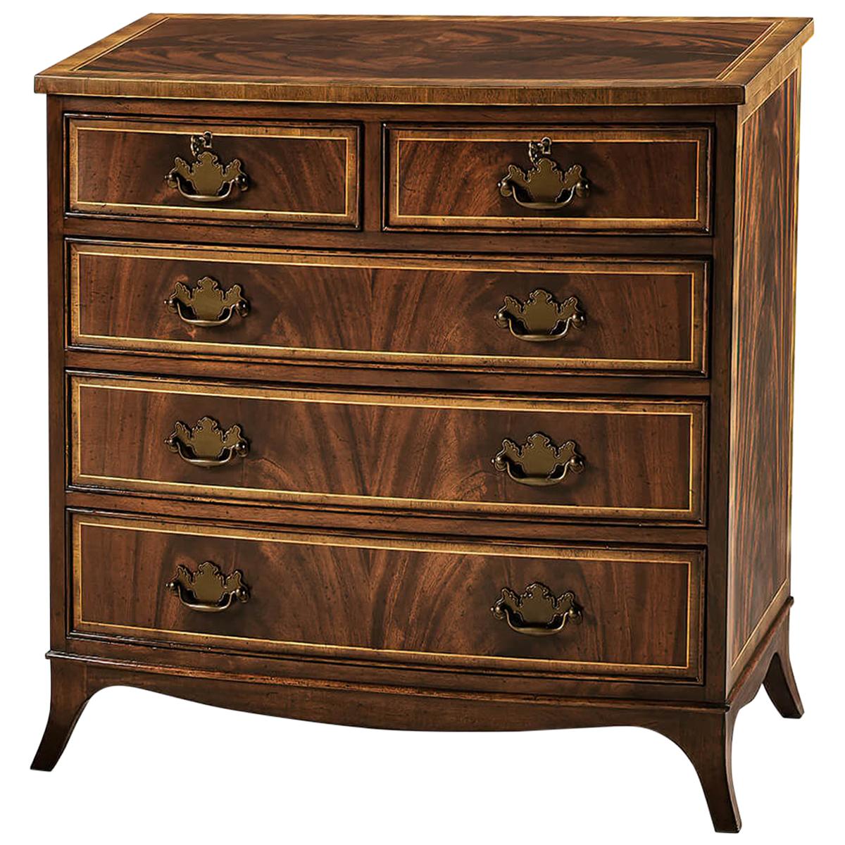 Danish Bow Front Seven Drawer Gentlemen's Dresser at 1stDibs