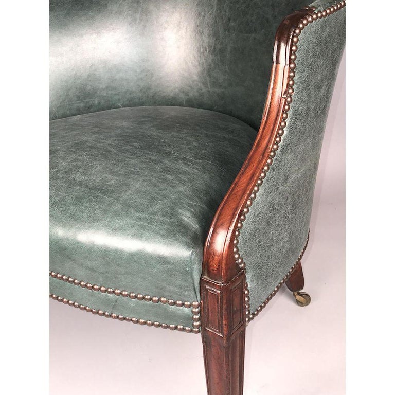 George III Carved Mahogany Library Tub Chair For Sale at 1stDibs