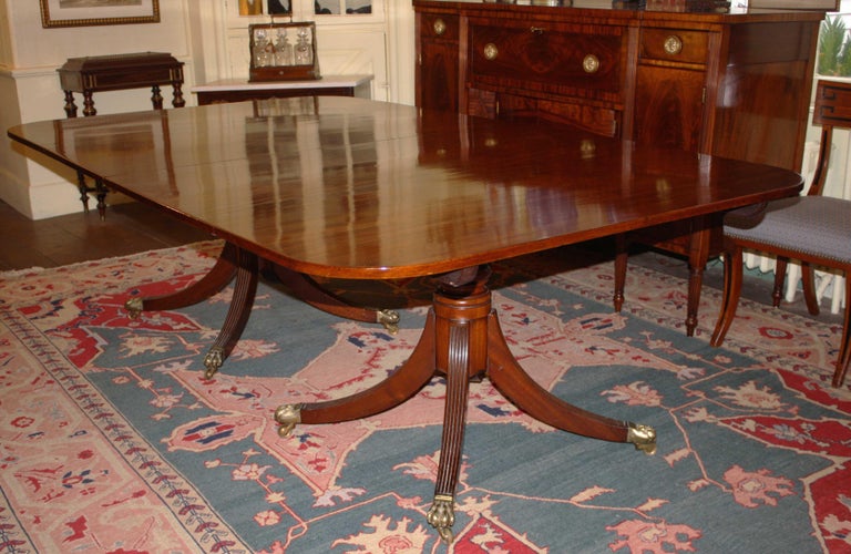 George III Double Pedestal Mahogany Dining Table For Sale at 1stDibs