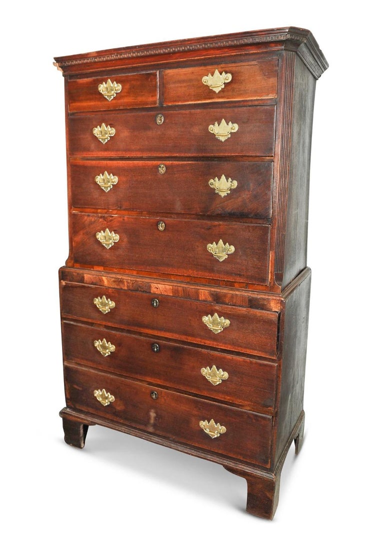 George III Figured Mahogany Chest on Chest, with Greek Key Moulded ...