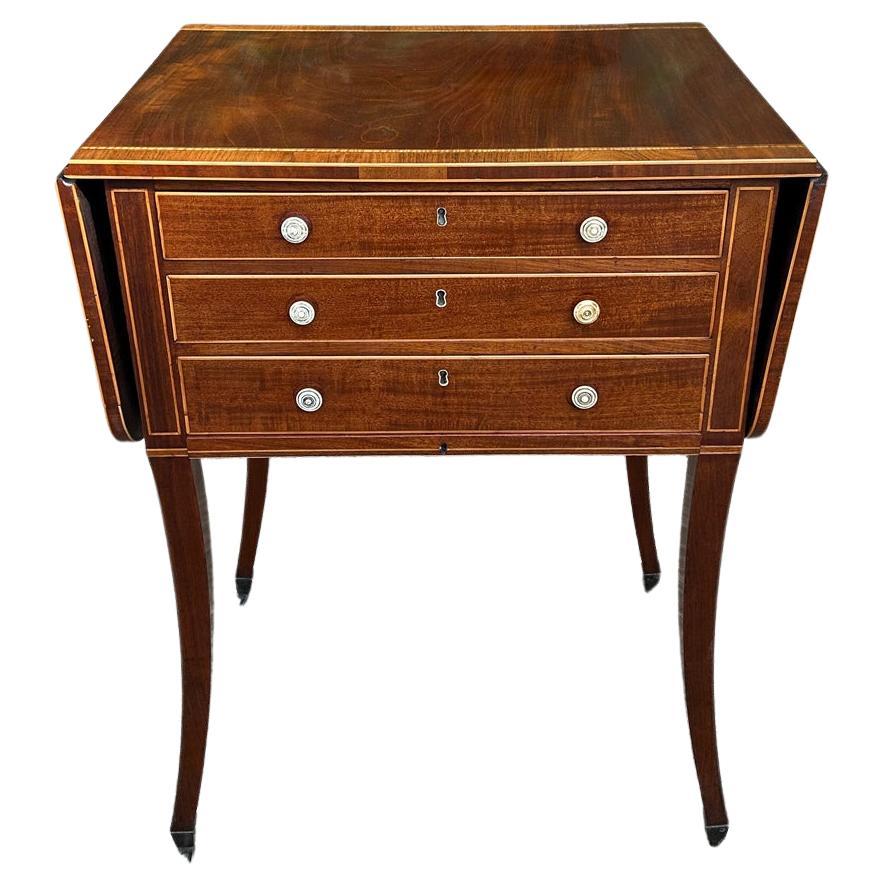 George III Inlaid Mahogany Drop Leaf Occasional / Work Table For Sale ...