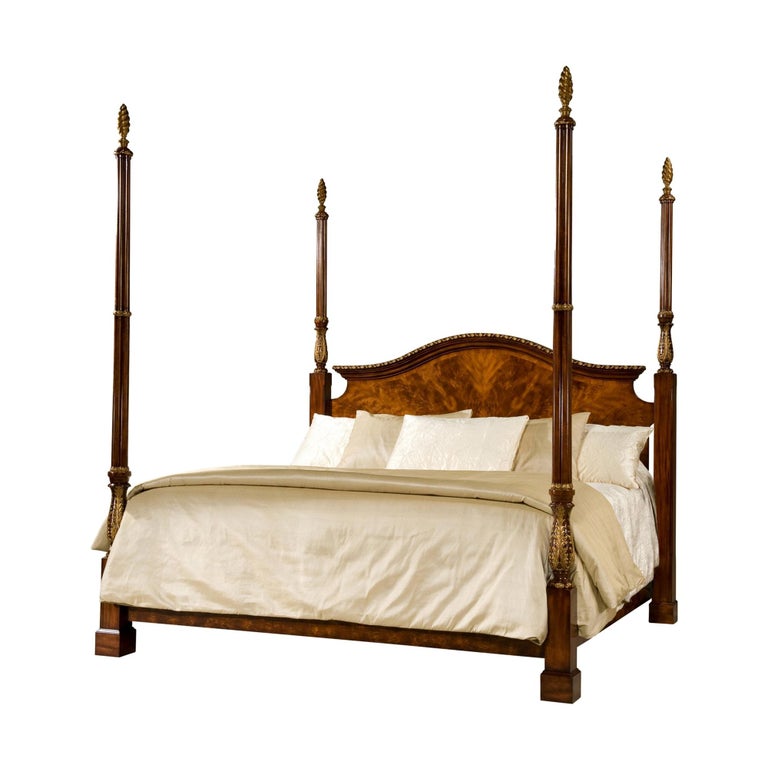 George III Mahogany and Gilt Four Post King Bed at 1stDibs