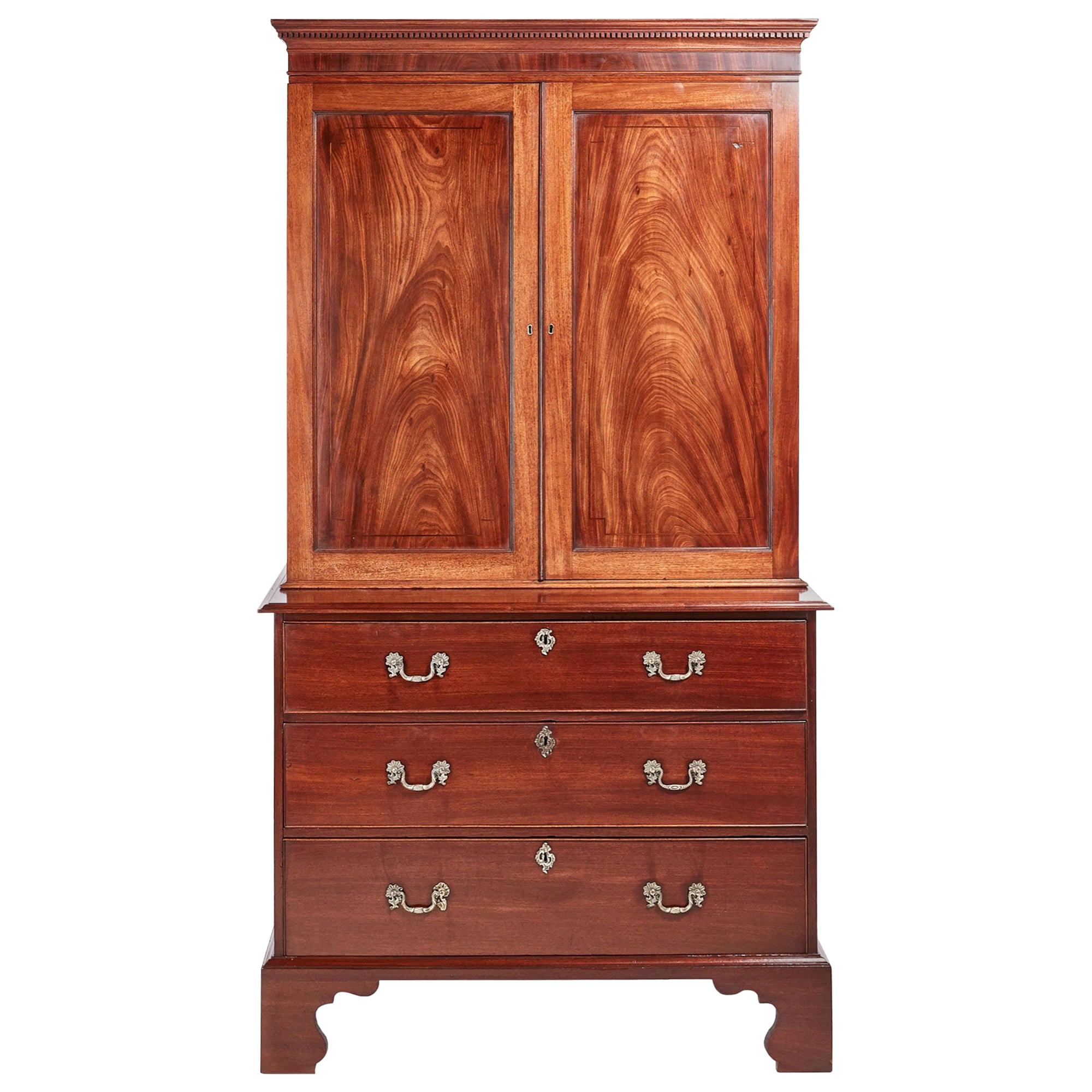 Antique George III Mahogany Blind Door Bookcase on Chest For Sale at ...