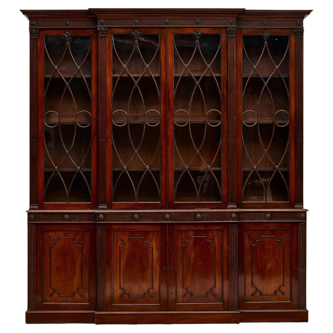 George III Period Mahogany Breakfront Bookcase, England, circa 1790 at ...