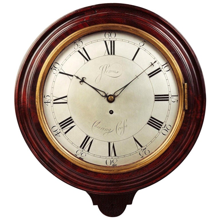 Antique George III Mahogany Wall Clock by John Leroux of Charing Cross ...