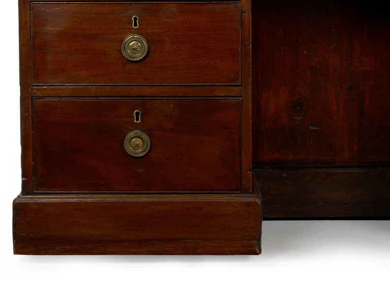 George III Mahogany Partner’s Antique Pedestal Writing Table Desk ...