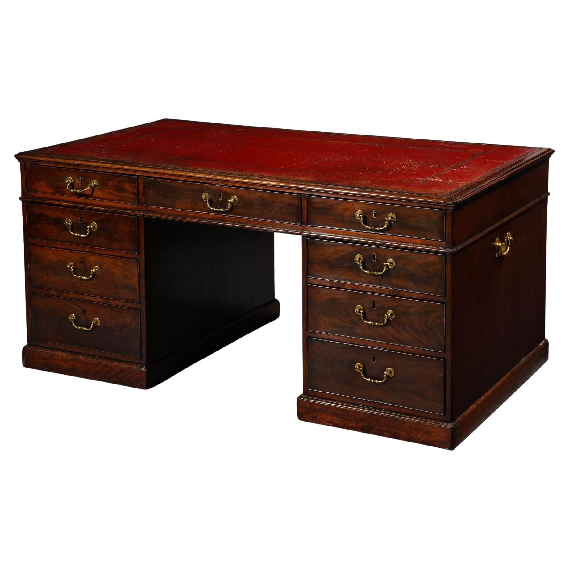 1910s Lavish Victorian Style Large Mahogany Partner's Desk from a Bank ...