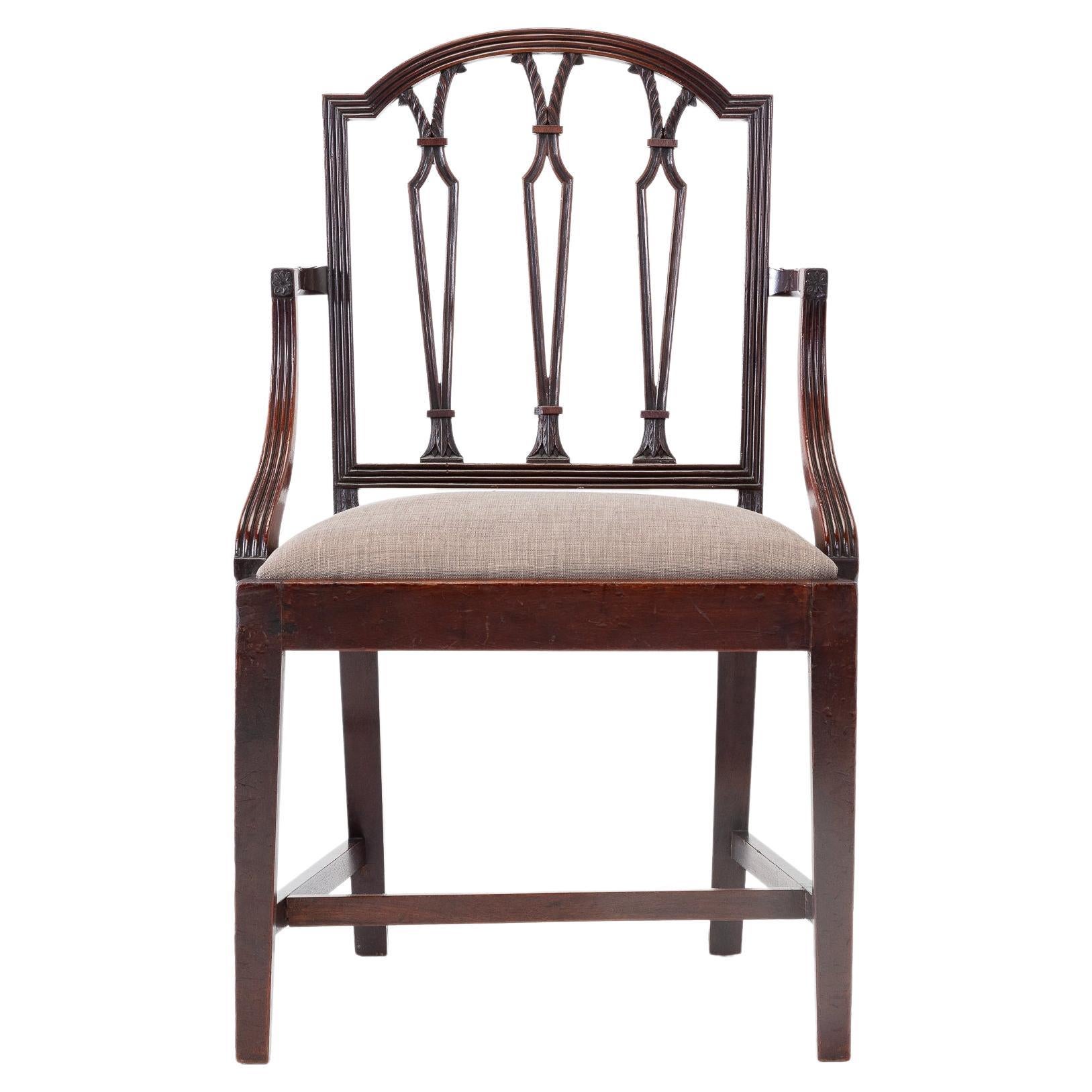 Pair of 18th Century Sheraton Period Elbow Chairs For Sale at 1stDibs