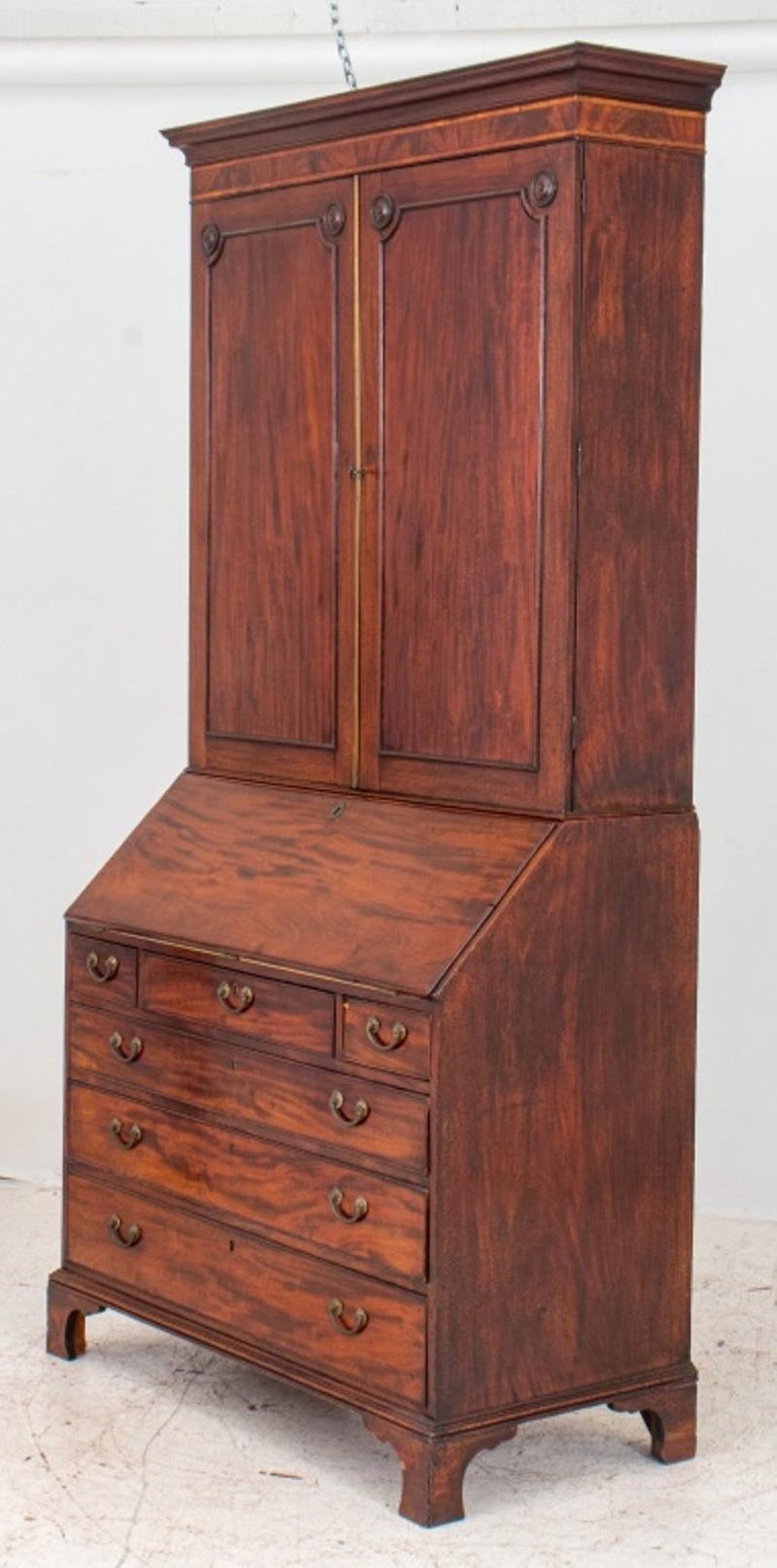 George III Mahogany Slant Front Desk With Bookcase For Sale at 1stDibs
