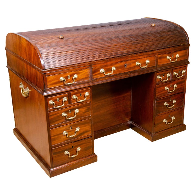 George III Mahogany Tambour Desk at 1stDibs