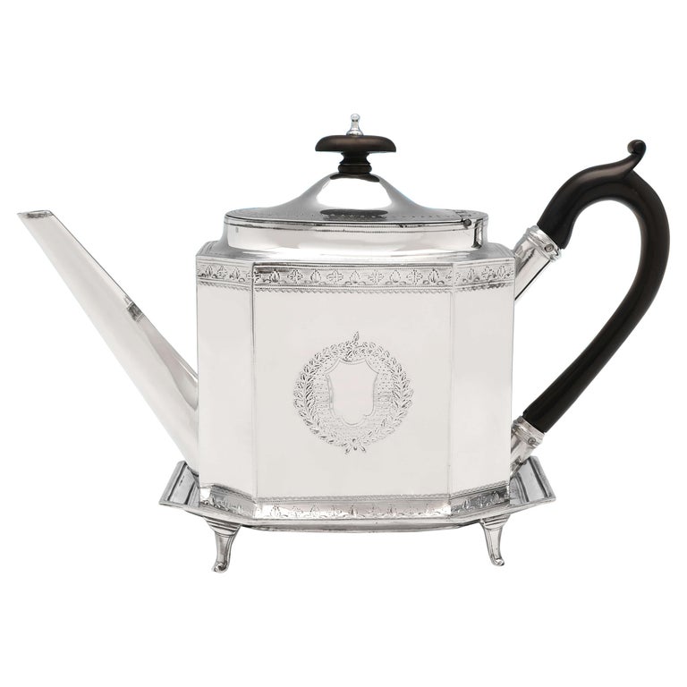 George III Neoclassical Antique Sterling Silver Teapot and Stand from ...