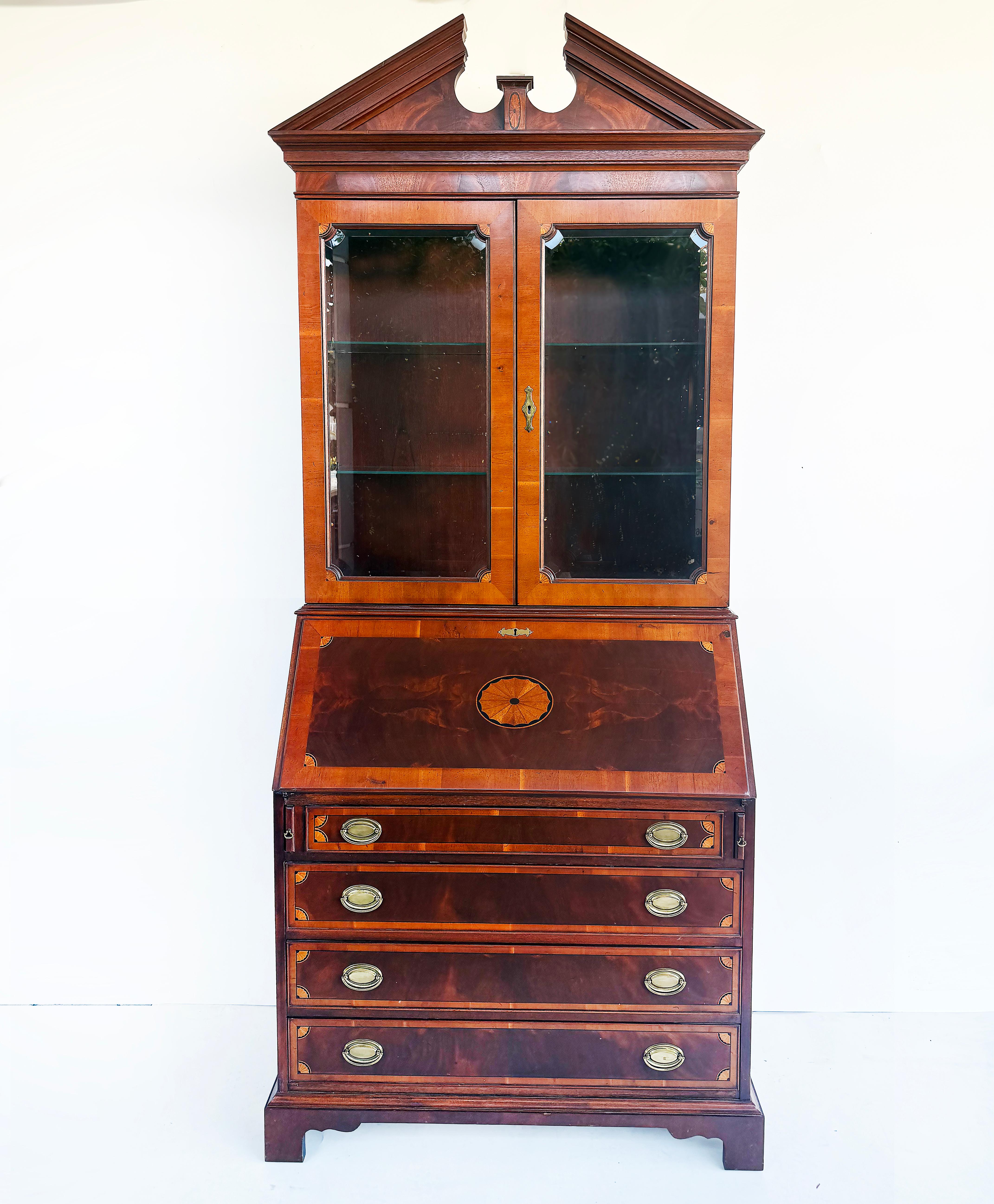 George III or Hepplewhite Style Mahogany Secretary Bookcase with Arch ...