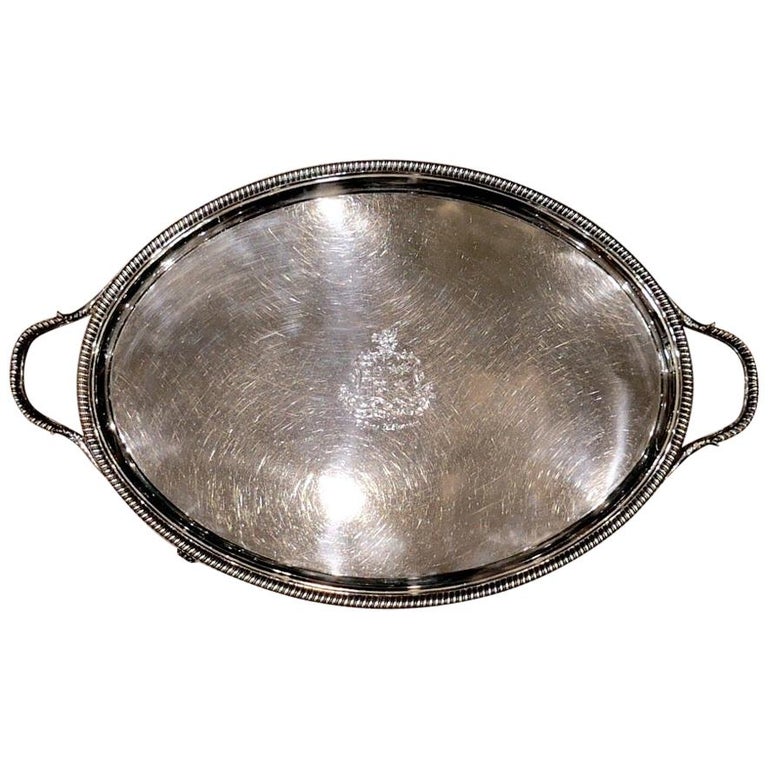 George III Oval Sterling Silver Tray London 1801 John Crouch and Thomas ...