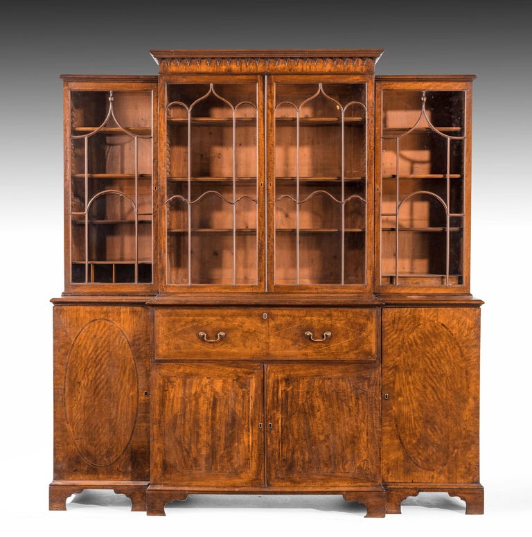 George III Period Mahogany Breakfront Bookcase at 1stDibs