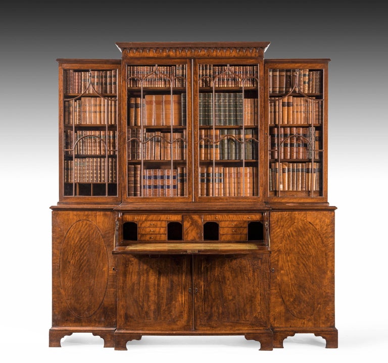 George III Period Mahogany Breakfront Bookcase at 1stDibs