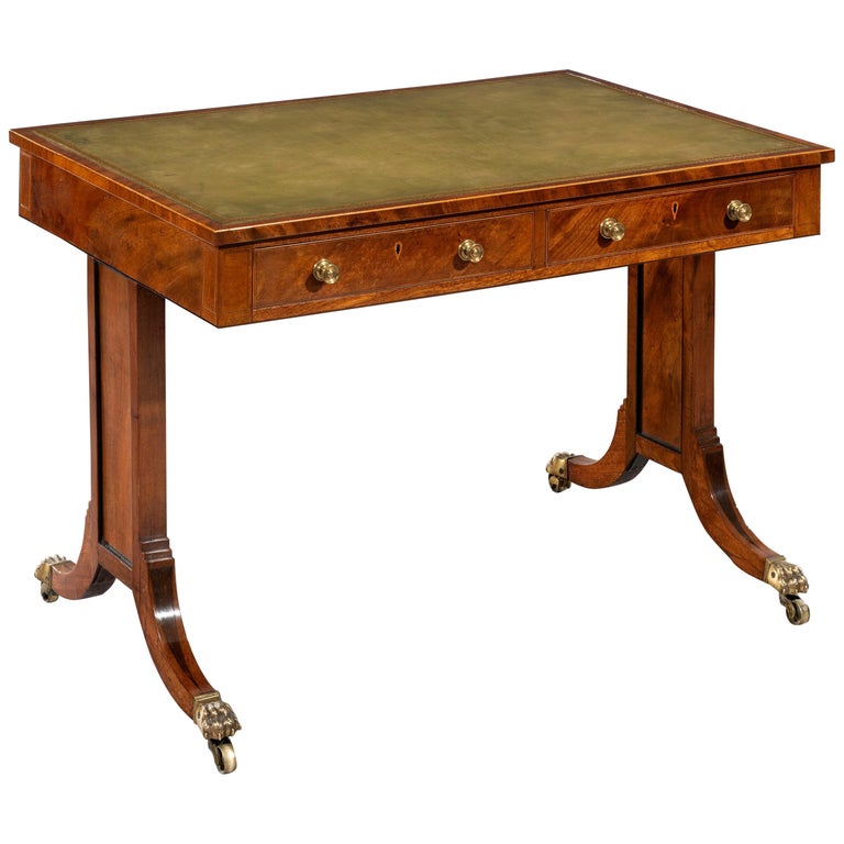 George III Period Mahogany and Ebony Two Drawer Writing Table For Sale ...