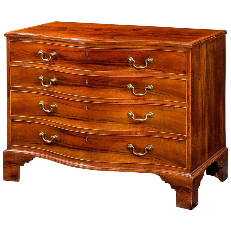 George III Period Serpentine Mahogany Chest at 1stDibs