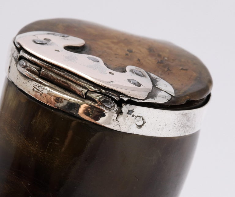 George III Period Sterling Silver-Mounted Ram's Horn Snuff Mull with ...