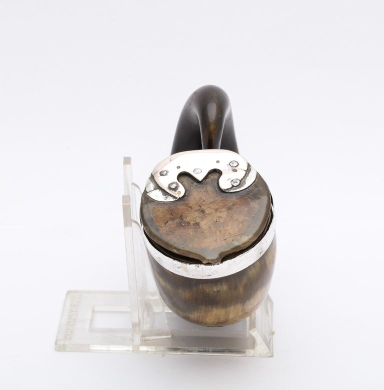 George III Period Sterling Silver-Mounted Ram's Horn Snuff Mull with ...