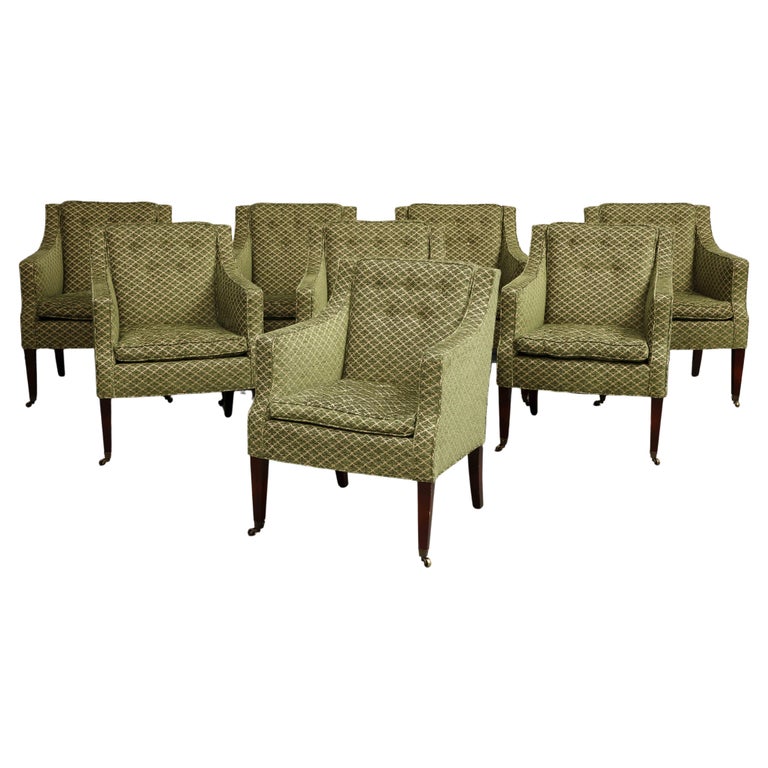 George III Regency Style Armchairs on Casters, Set of 8 at 1stDibs