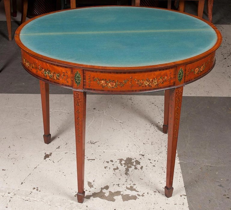 George III Satinwood Painted Card Table For Sale at 1stDibs