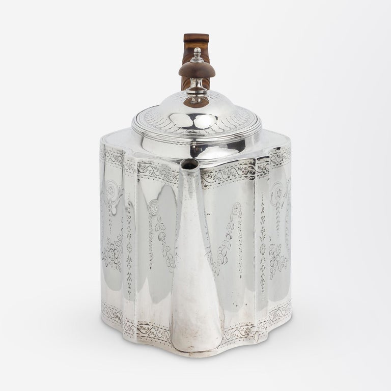 George III Sterling Silver Teapot with Timber Handle by Peter and ...
