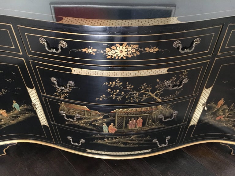 George III Style Black Japanned Chinoiserie Buffet Server Sideboard at ...