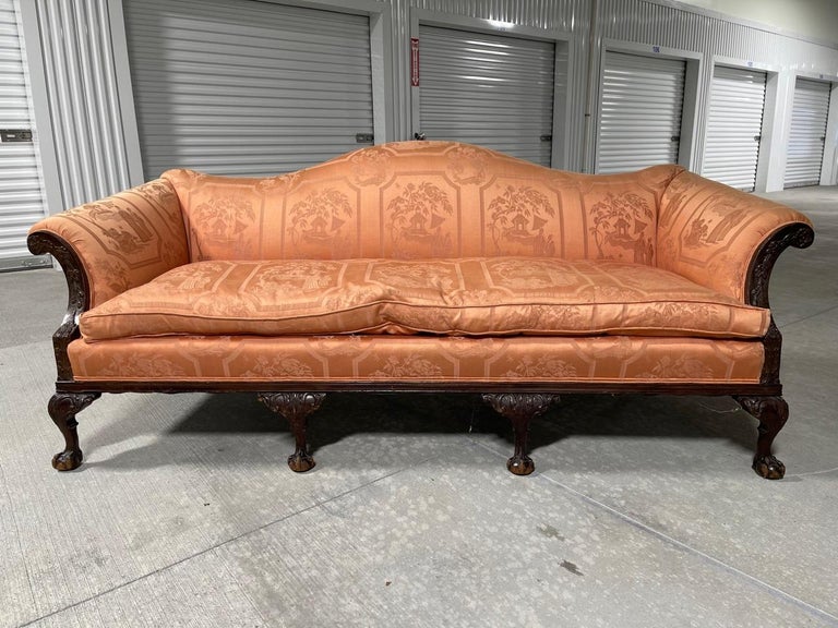 George III Style Chippendale Sofa with an Asian Motif Upholstery, circa ...