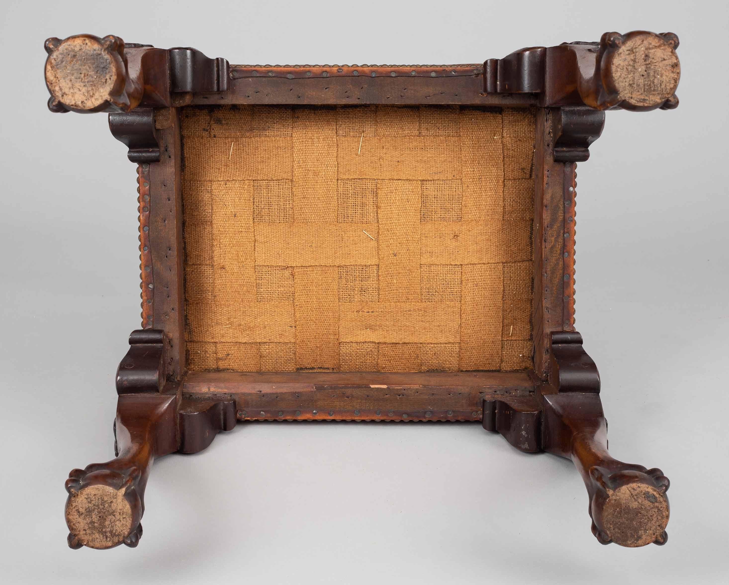 George III Style Mahogany and Leather Stool For Sale at 1stDibs