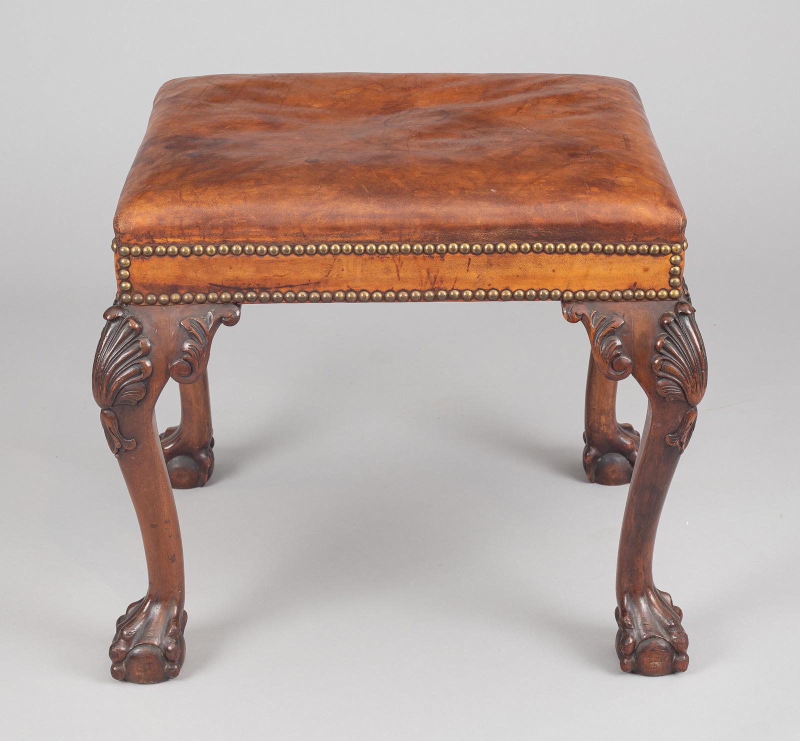 George III Style Mahogany and Leather Stool For Sale at 1stDibs