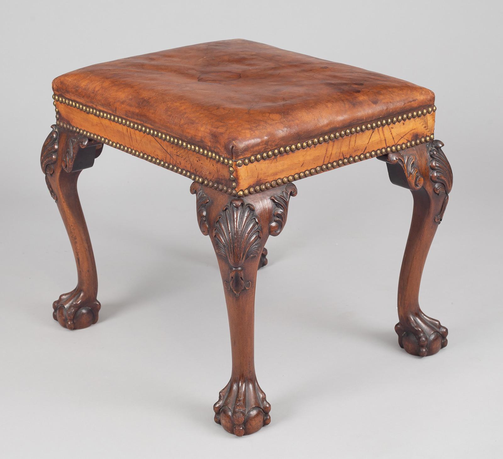 George III Style Mahogany and Leather Stool For Sale at 1stDibs