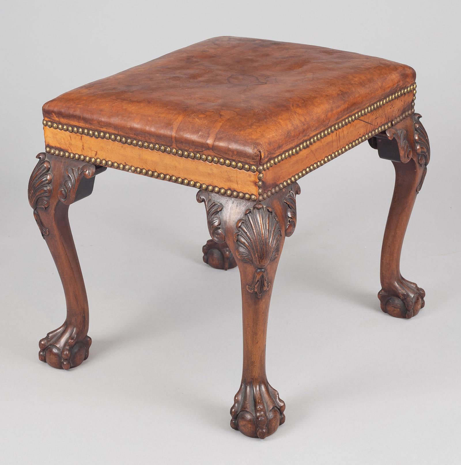 George III Style Mahogany and Leather Stool For Sale at 1stDibs