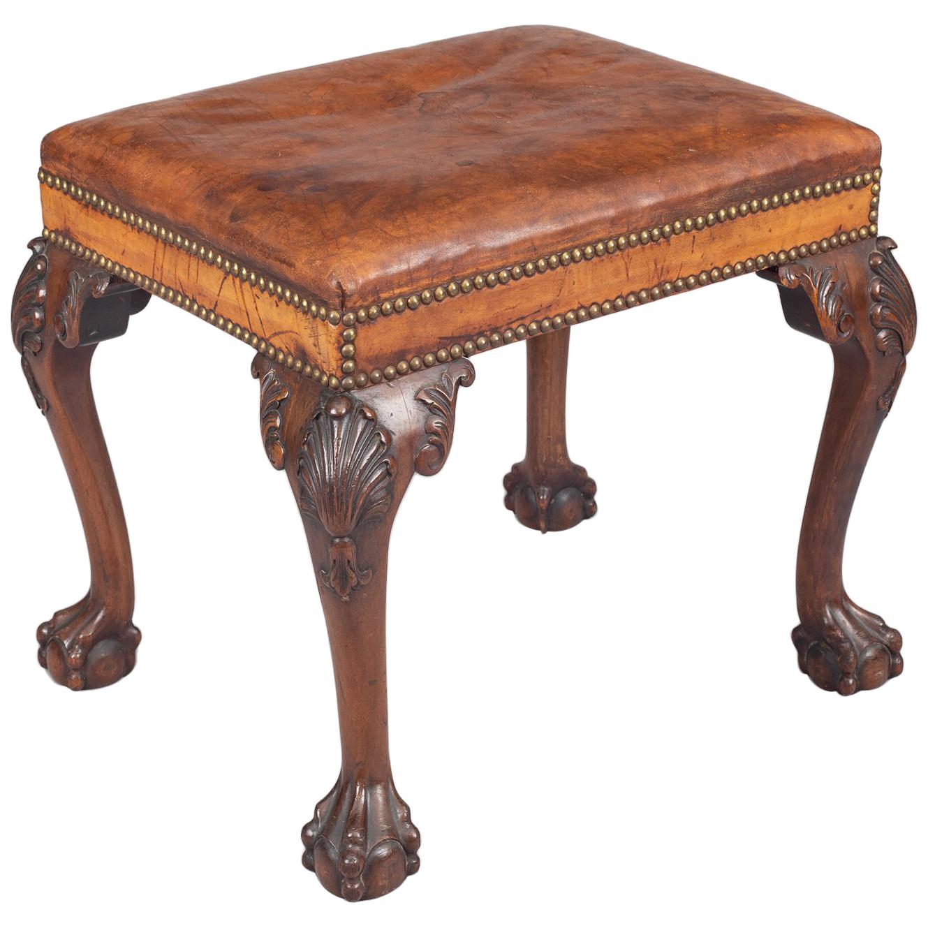 George III Style Mahogany and Leather Stool For Sale at 1stDibs