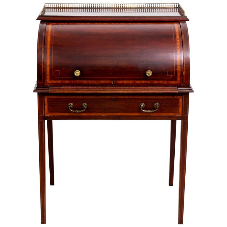 George III Style Mahogany Roll Top Desk at 1stDibs
