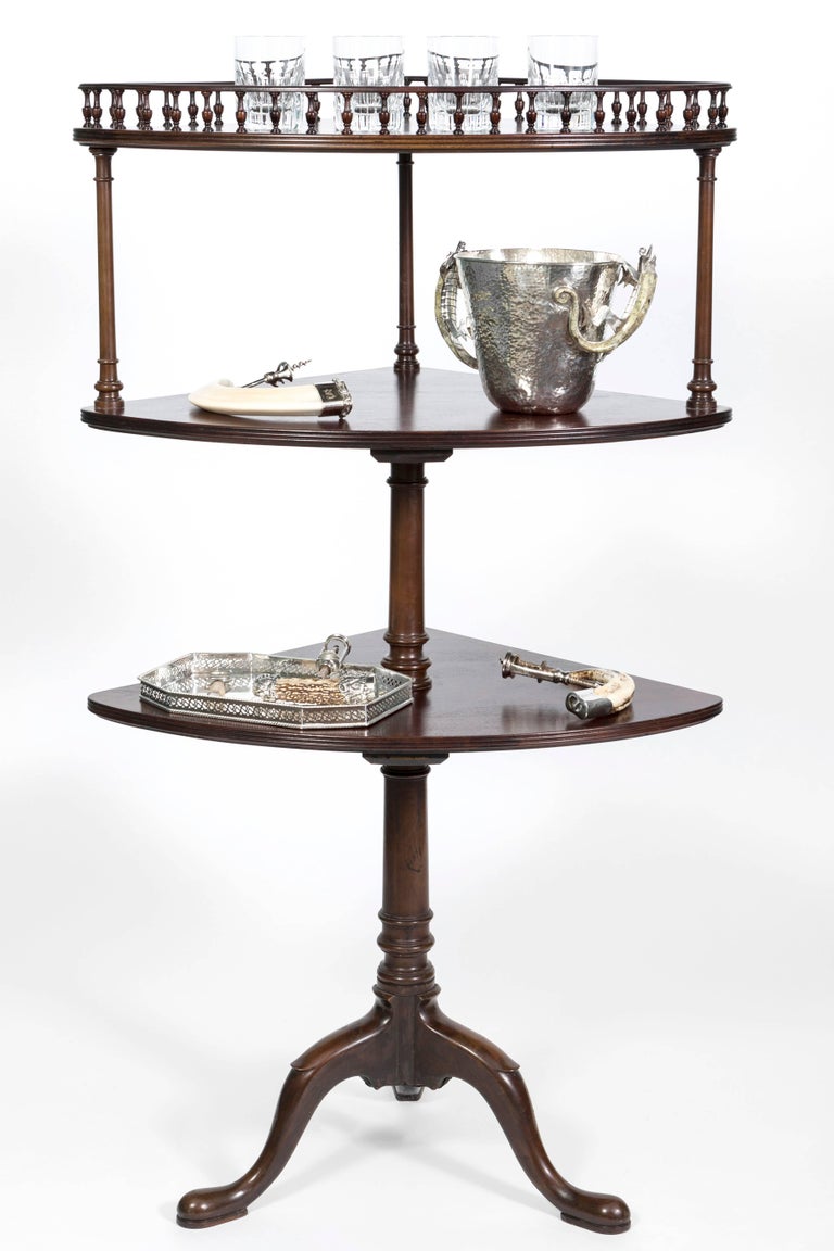 19th Century Mahogany Three-Tiered Corner Stand with Gallery Rail For ...