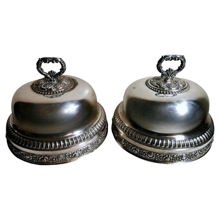 George III Style Pair of English Round Meat Plate Covers in Silver ...