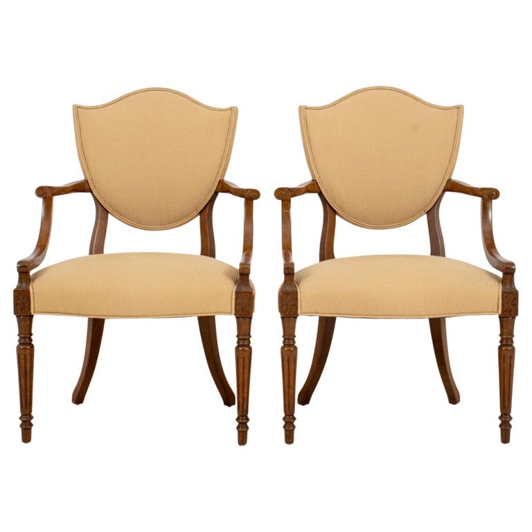 George III Style Shield Back Arm Chairs, Pair For Sale at 1stDibs
