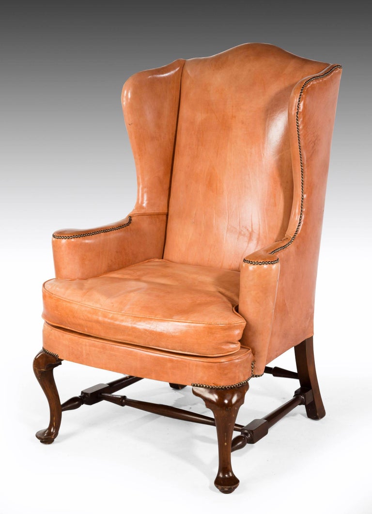 George III Style Wing Chair with the Finest Hide Covering at 1stDibs