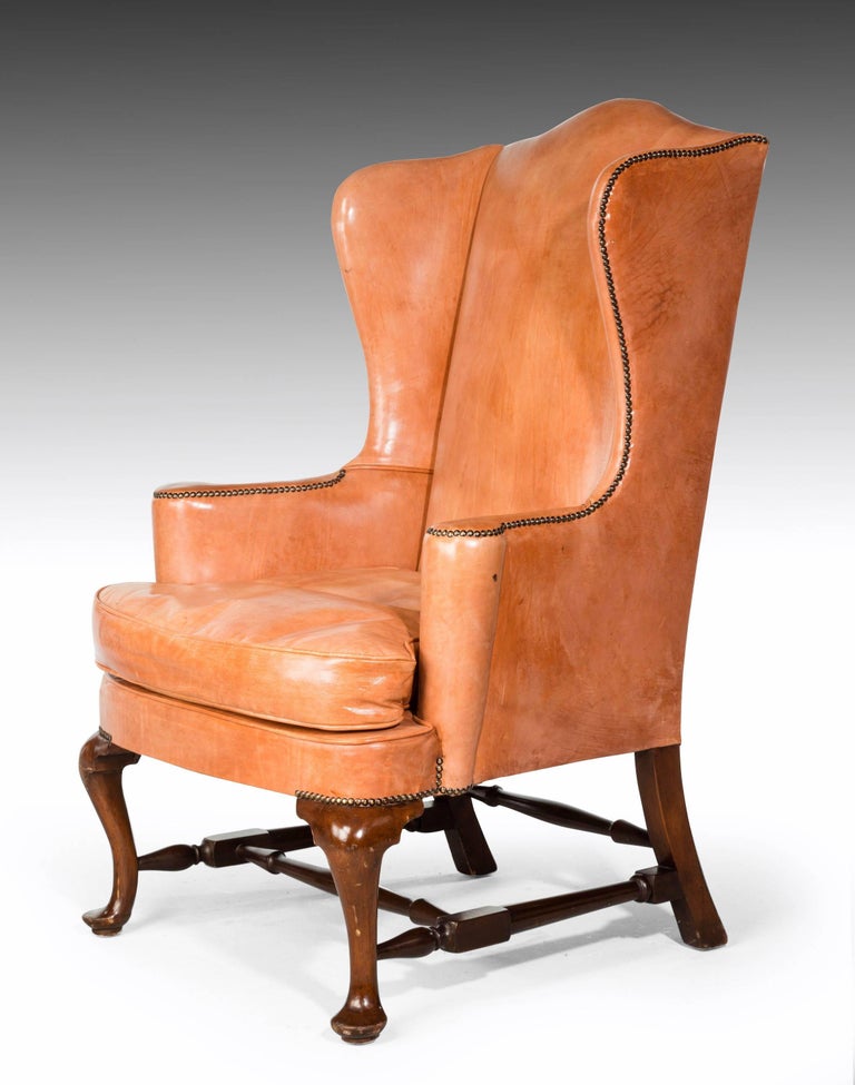 George III Style Wing Chair with the Finest Hide Covering at 1stDibs