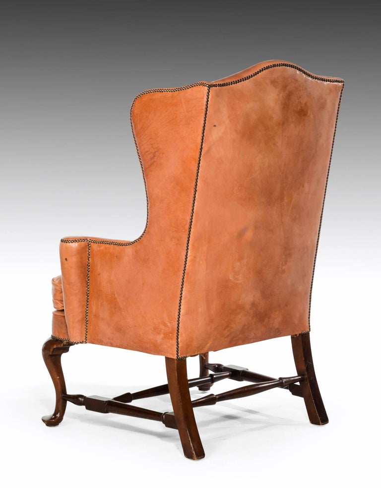 George III Style Wing Chair with the Finest Hide Covering at 1stDibs
