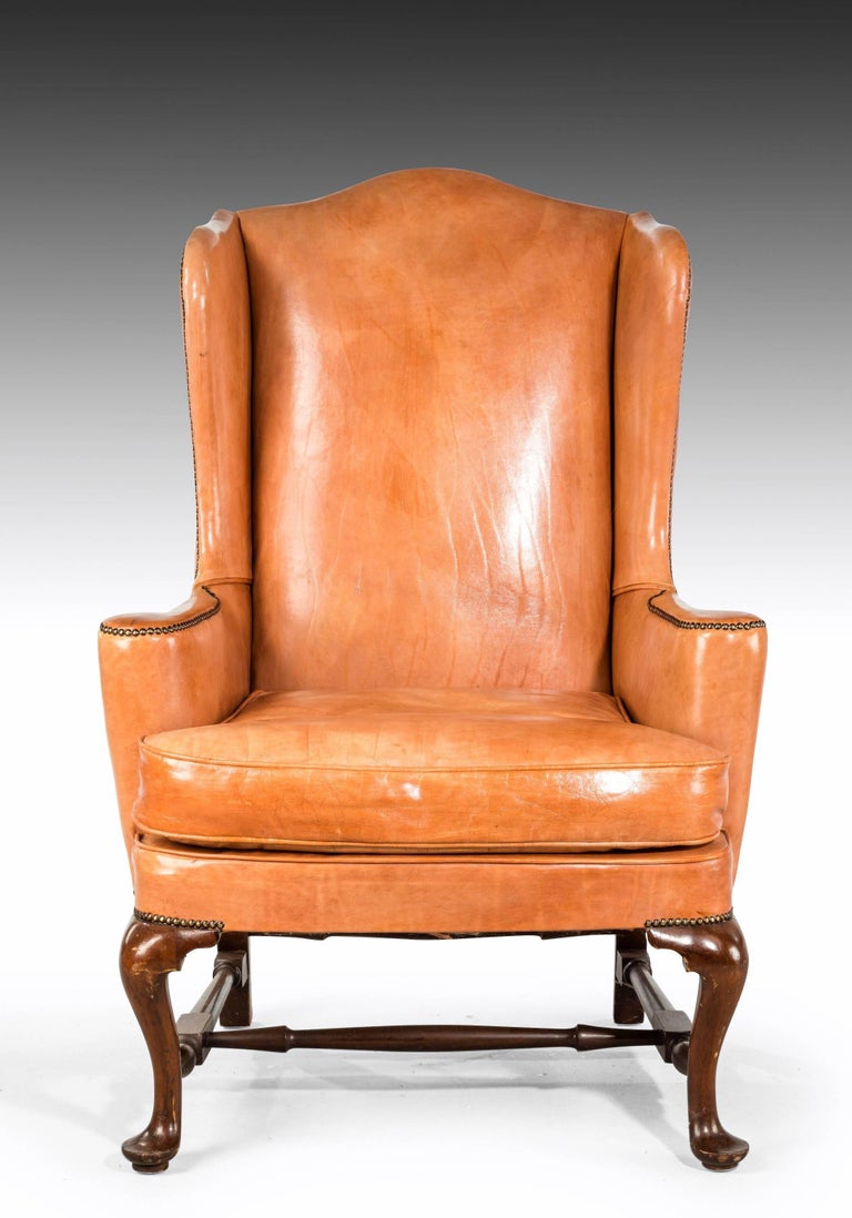 George III Style Wing Chair with the Finest Hide Covering at 1stDibs